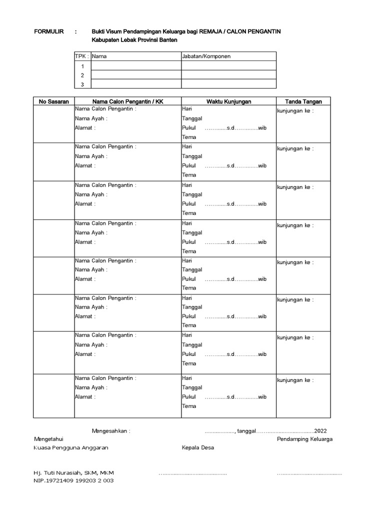Format Visum Tpk 2022 | PDF