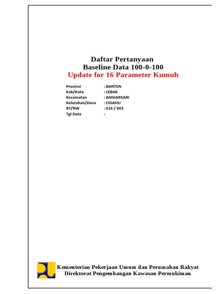 Form Input Baseline Desa Cidahu Banjarsari | PDF