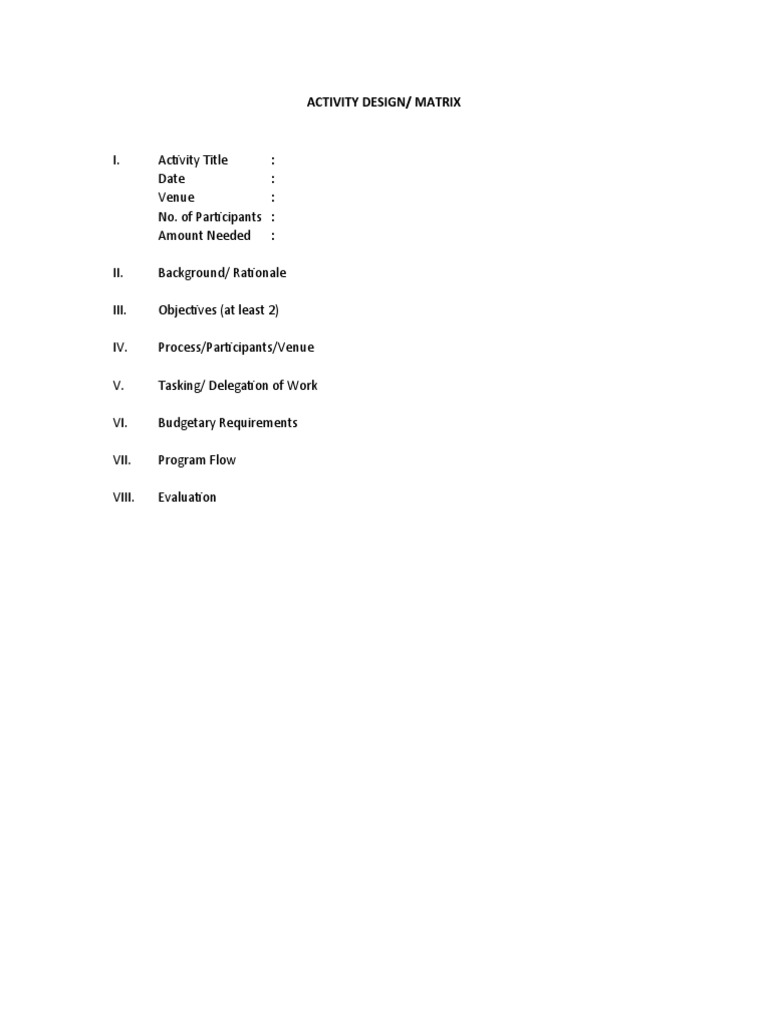 Activity Design Matrix For Human Rights Topic | PDF