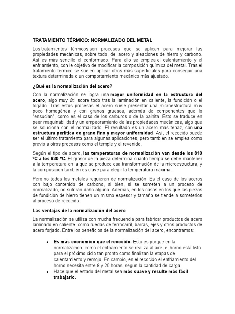Tratamientos Termicos Del Acero | PDF | Tratamiento a base de calor | Acero