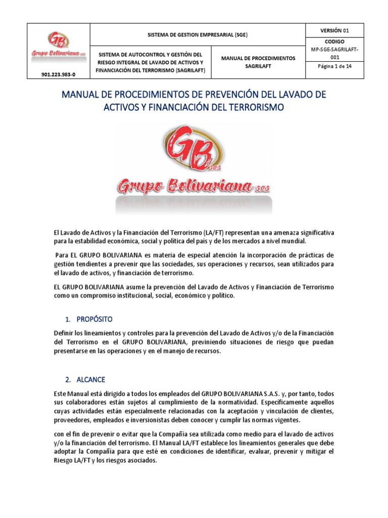 Manual de Procedimientos de Prevención Del Lavado de Activos | PDF | Lavado de dinero | Análisis ...