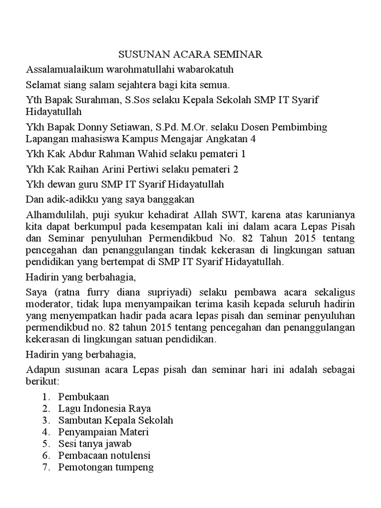Contoh Teks MC Seminar | PDF