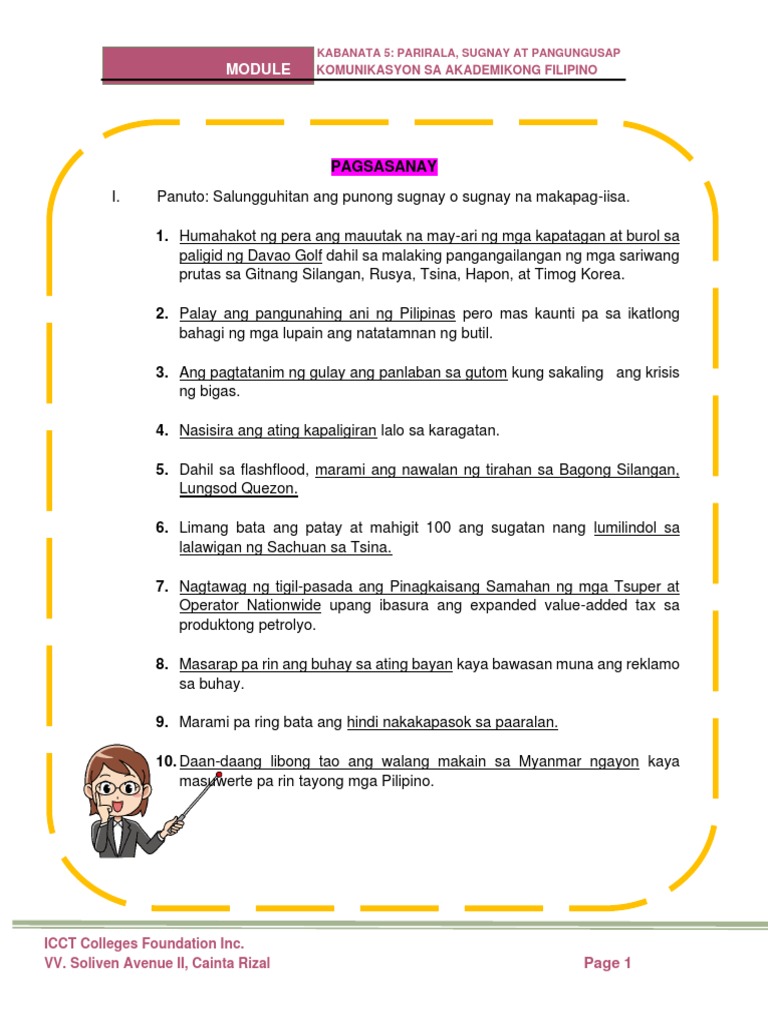 Pagsasanay #5 - Sabayo | PDF