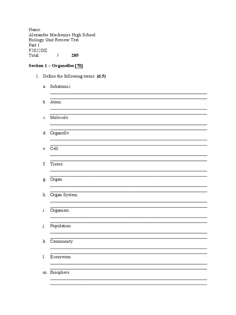 Biology Review - Part 1 - Grade 10 | PDF | Cancer | Biology