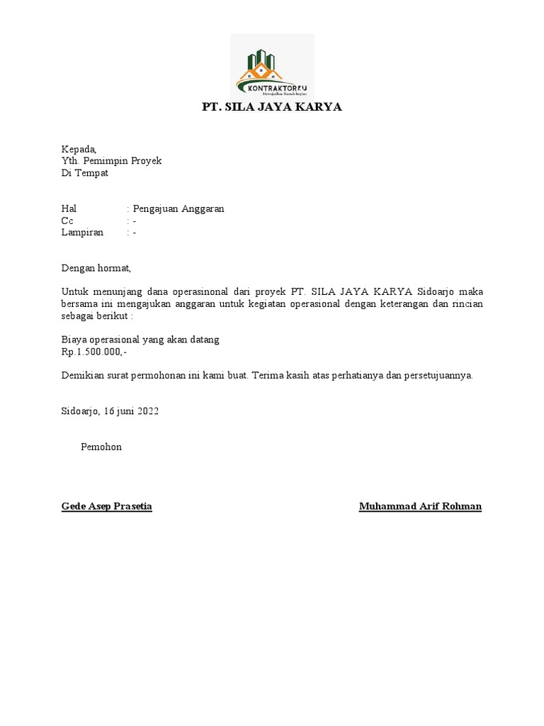 Surat Pengajuan Barang | PDF