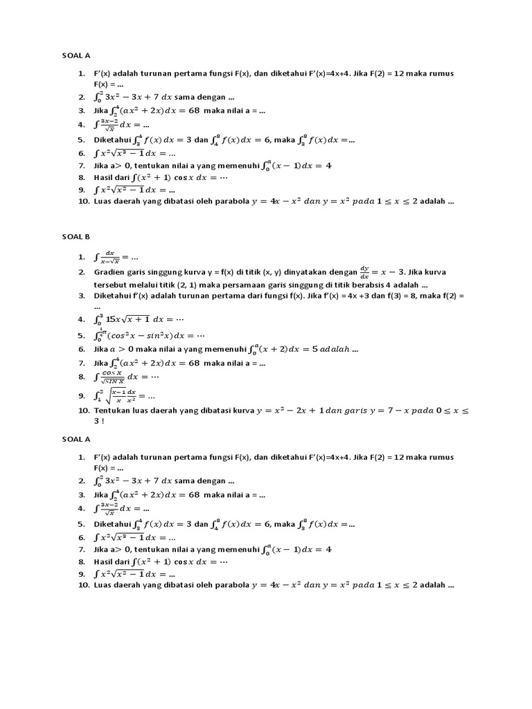 Soal Integral 1 | PDF