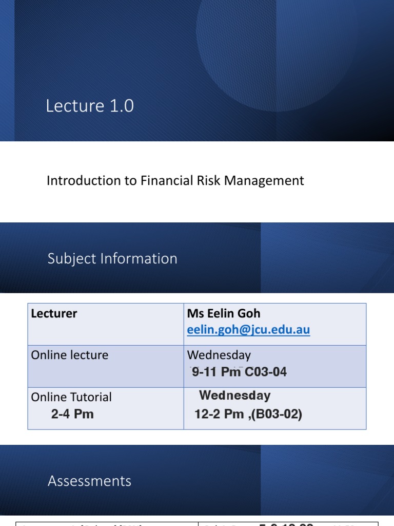 Lecture 1 PDF | PDF | Financial Risk | Sharpe Ratio