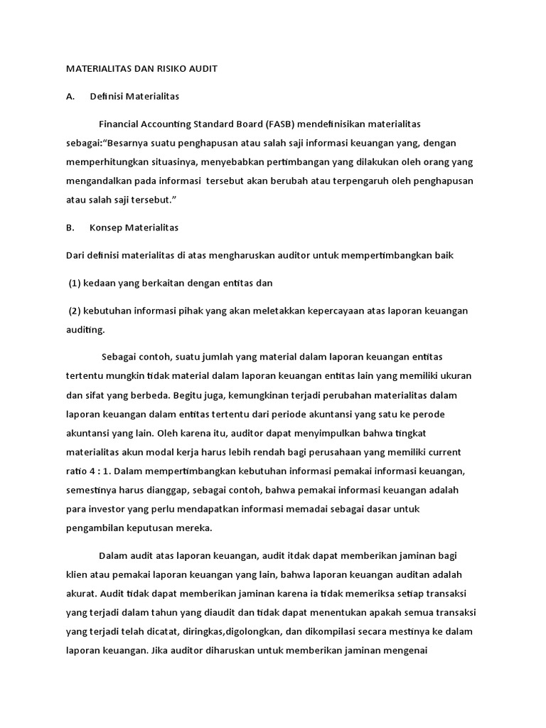 Materialitas Dan Risiko Audit | PDF