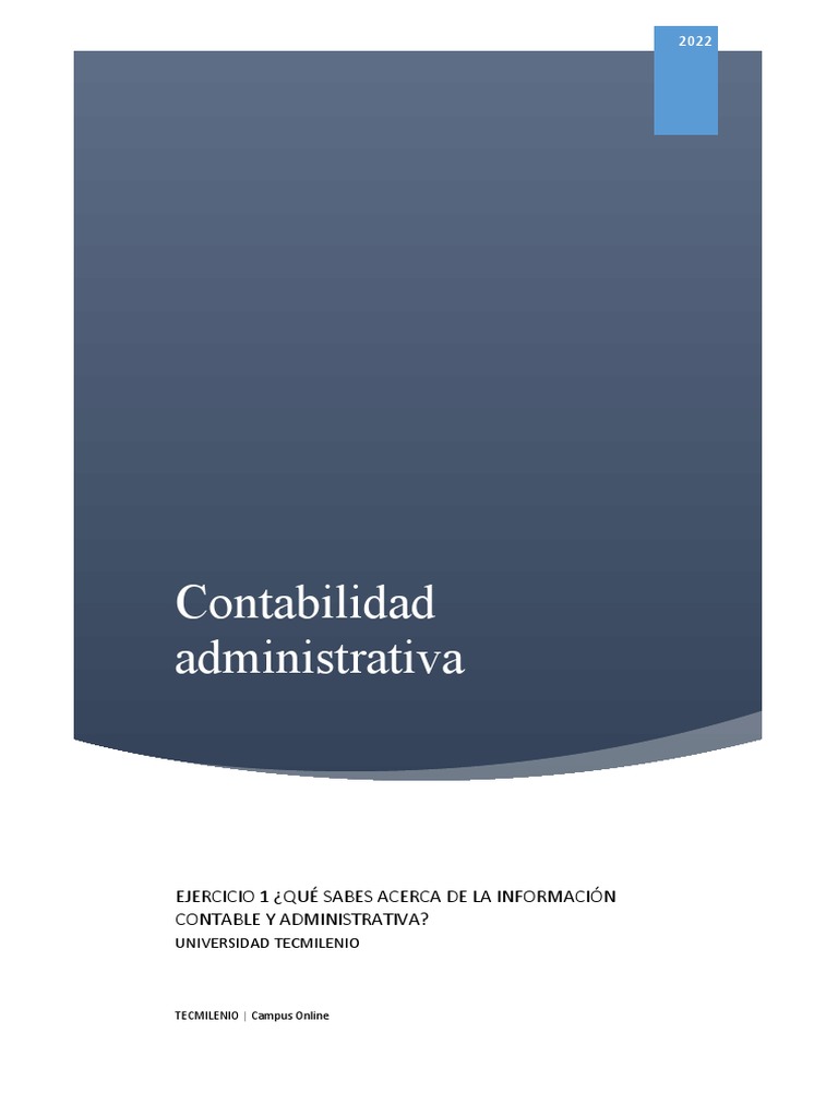 Actividad 1 - Contabilidad Administrativa - TecMilenio | PDF | Contabilidad | Business
