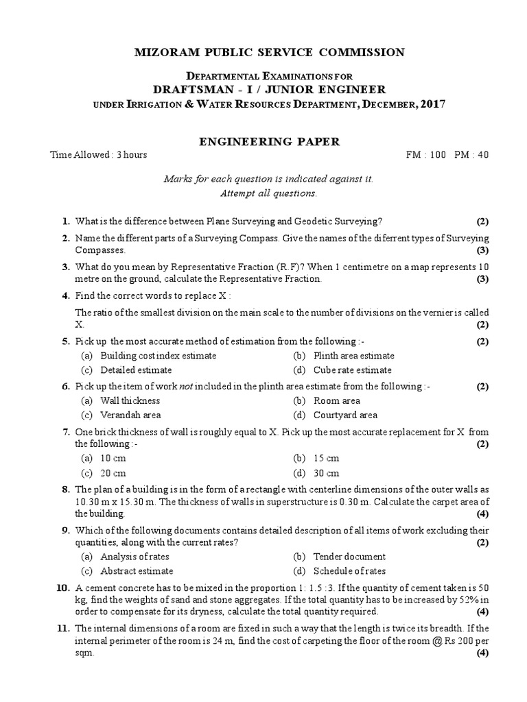 Draftsman I Je Engineering Paper | PDF | Concrete | Civil Engineering