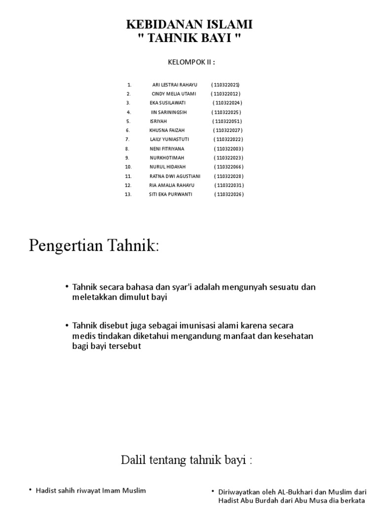 Tahnik Bayi: Manfaat dan Tata Cara | PDF