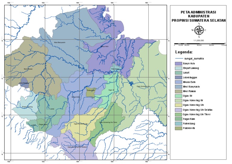 Peta Administrasi Kabupaten Prop Sumsel | PDF