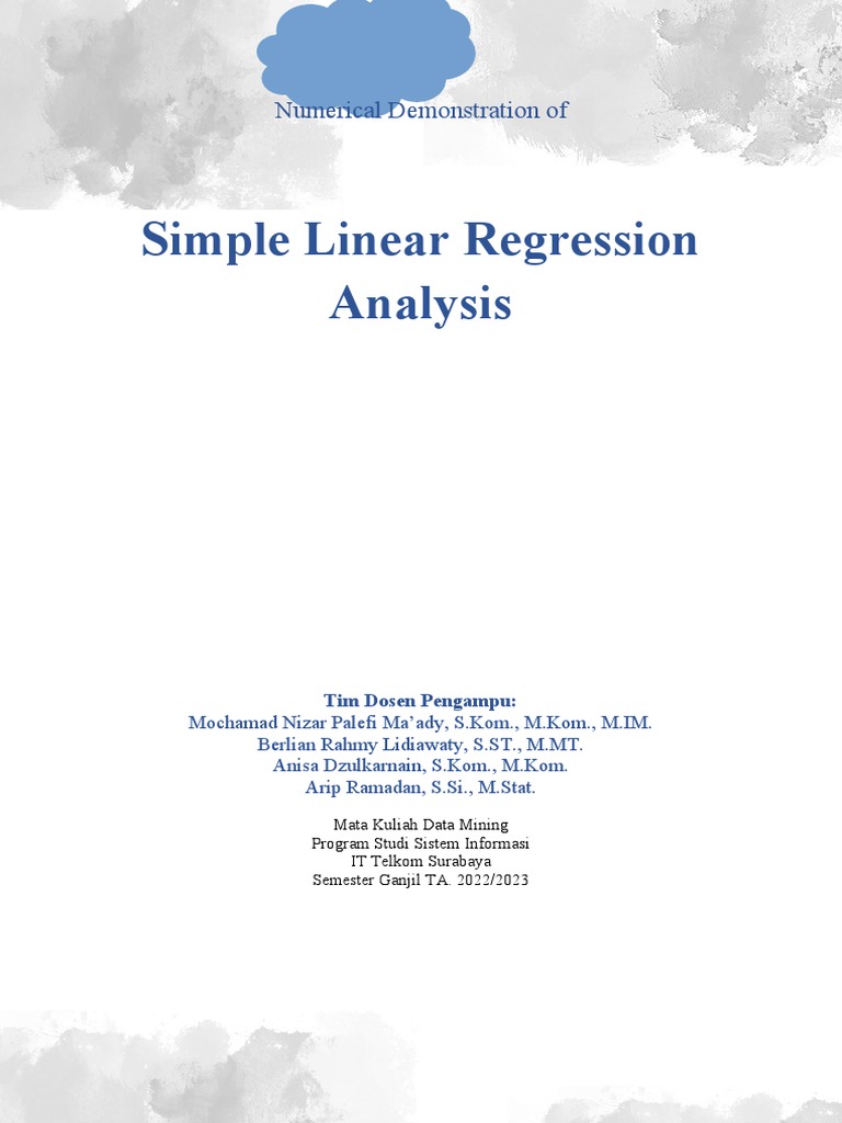 Week10 TP Simple Linear Regression Analysis | PDF