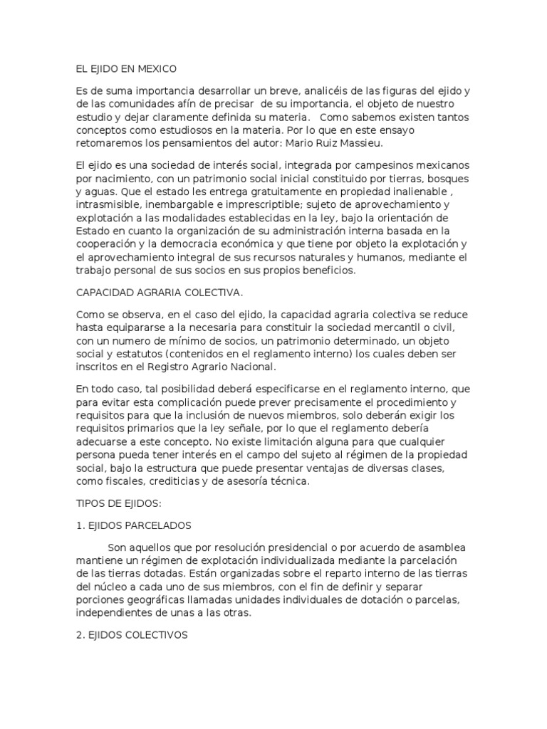 Tipos y Funciones del Ejido en México | PDF | Liquidación | Science