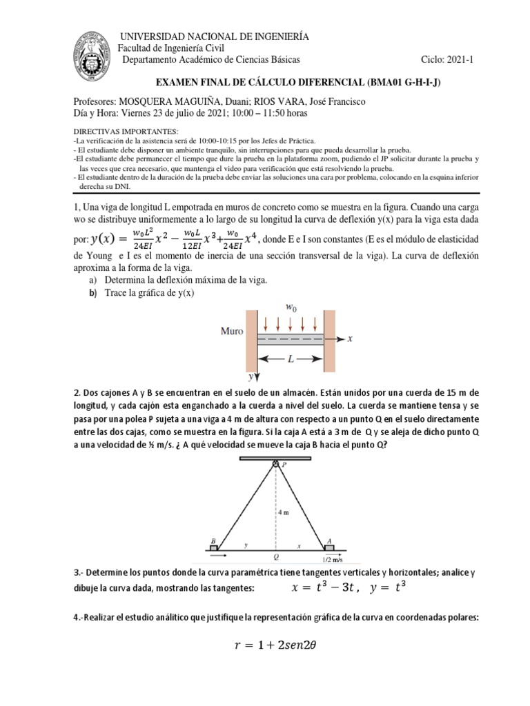 Exf Bma01 2021-1 | PDF | Viga (Estructura) | Ingeniería mecánica