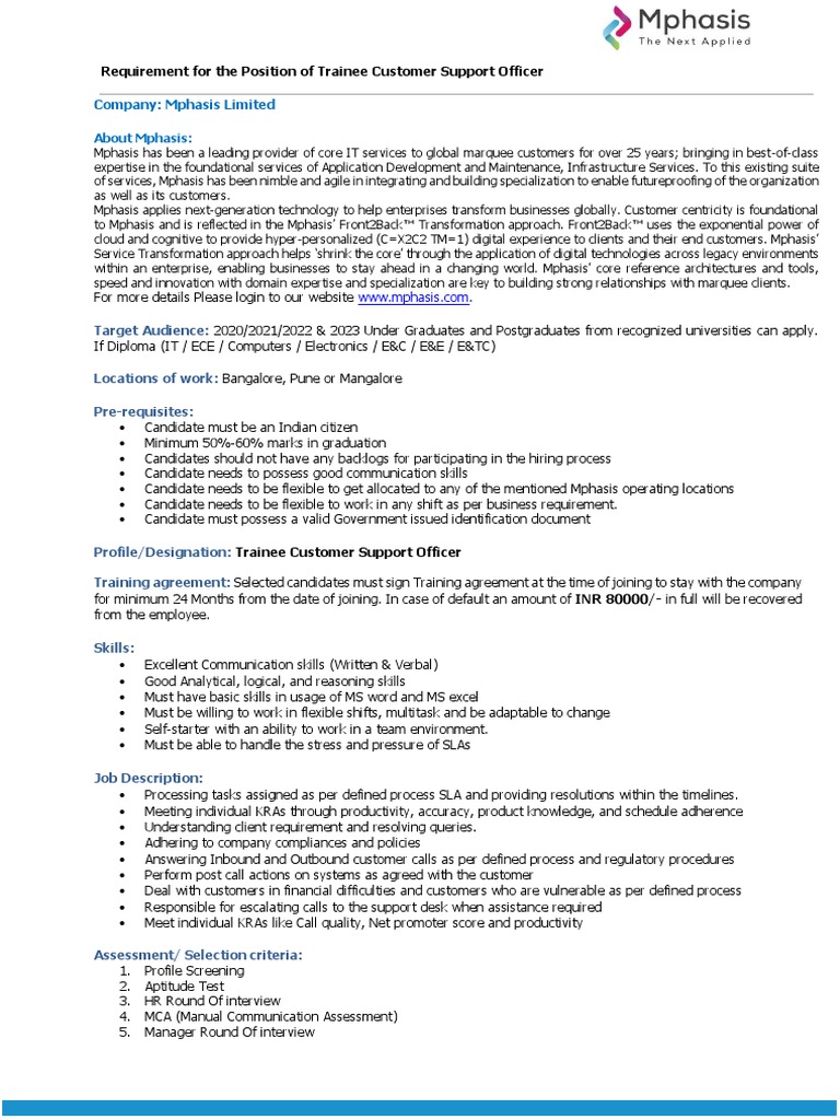 Mphasis - BPS - Voice - 2022 - Form | PDF | Service Level Agreement | Business