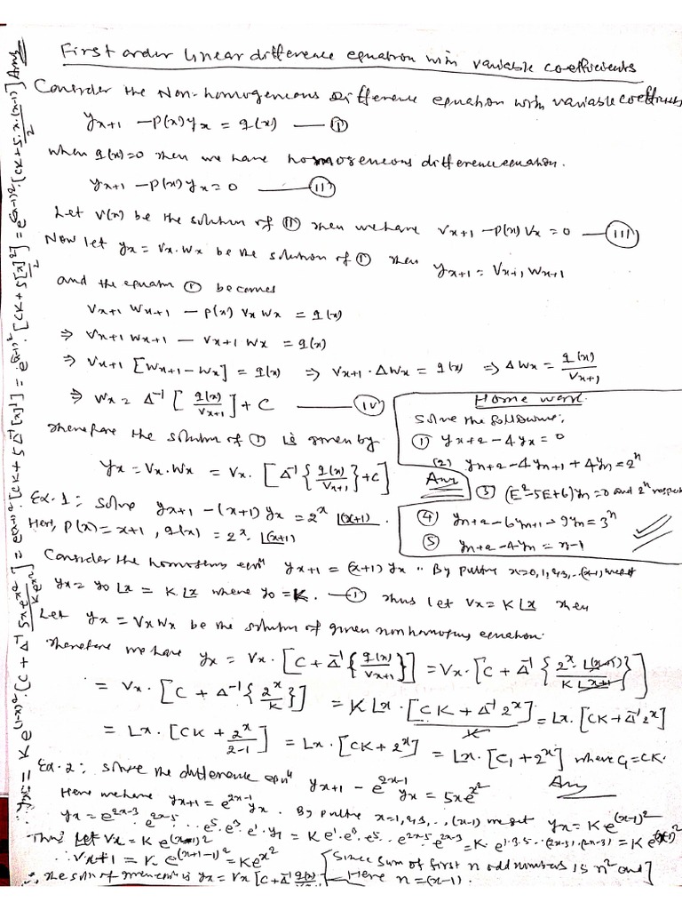 First Order Linear Difference Eq With Variable Coefficient Pdf