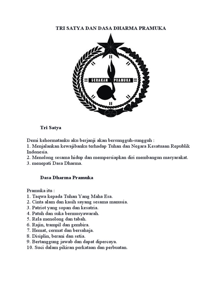 TRI SATYA Dan DASA DHARMA PRAMUKA | PDF