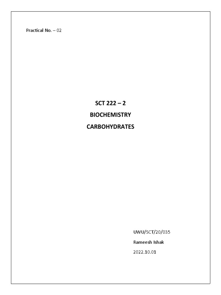 Carbohydrates: Identification Lab Report | PDF | Carbohydrates ...