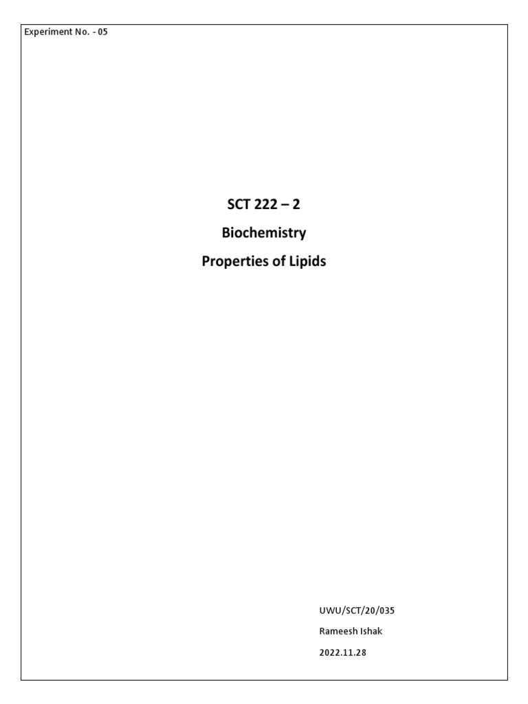 Lipids Lab Report | PDF | Fatty Acid | Lipid