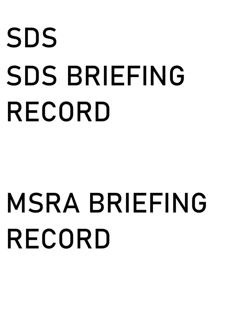 SDS Sds Briefing Record | PDF