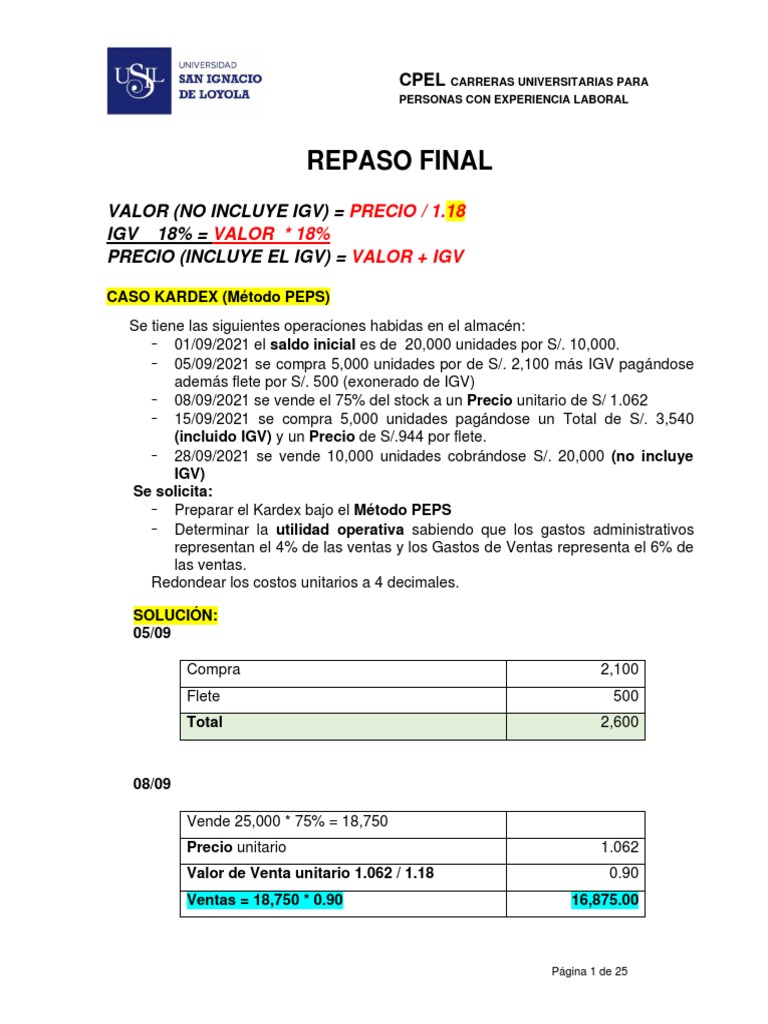 S7+Repaso+Final - 1799323818 | PDF | Activo fijo | Estado de resultados
