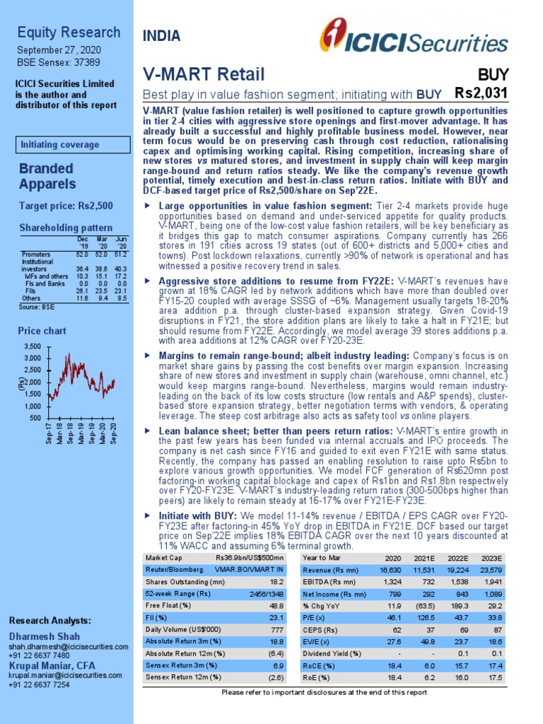 V-MART Retail Equity Research Report | PDF | Retail | Investing