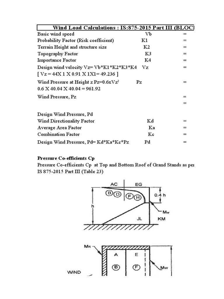 Wind Load Calculations For C Block | PDF | Physical Quantities ...