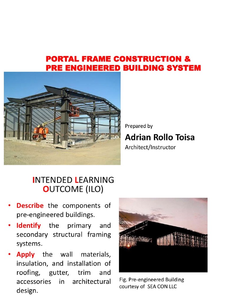 Portal Frame Construction & Pre Engineered Building System | PDF