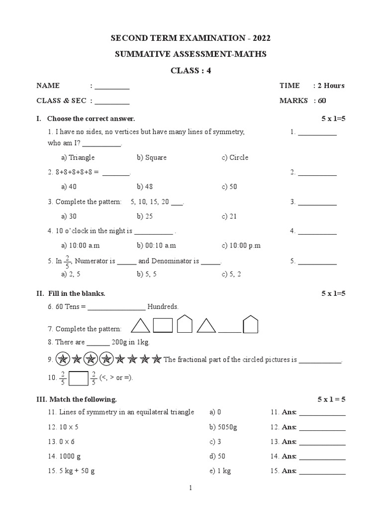 4th Maths Term-2 Question Paper EM | PDF | Euclidean Geometry ...