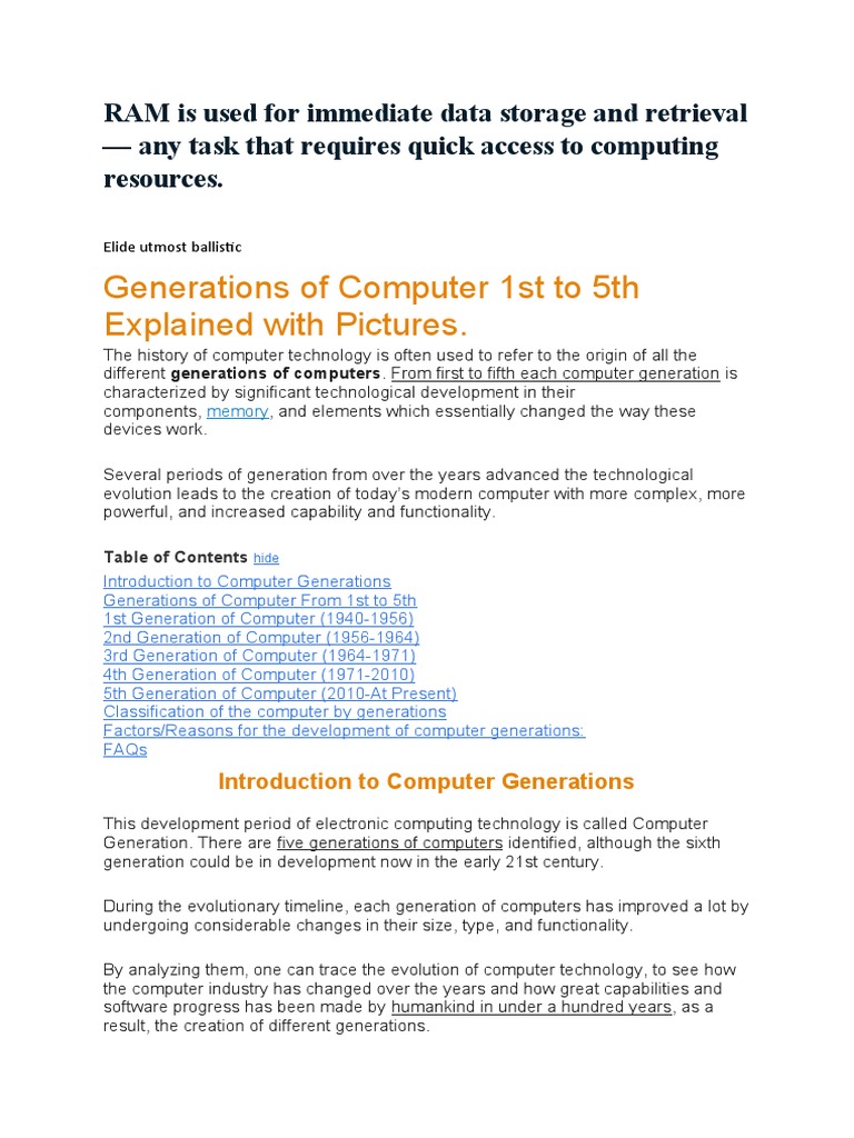 Computer Generation | PDF | Integrated Circuit | Central Processing Unit