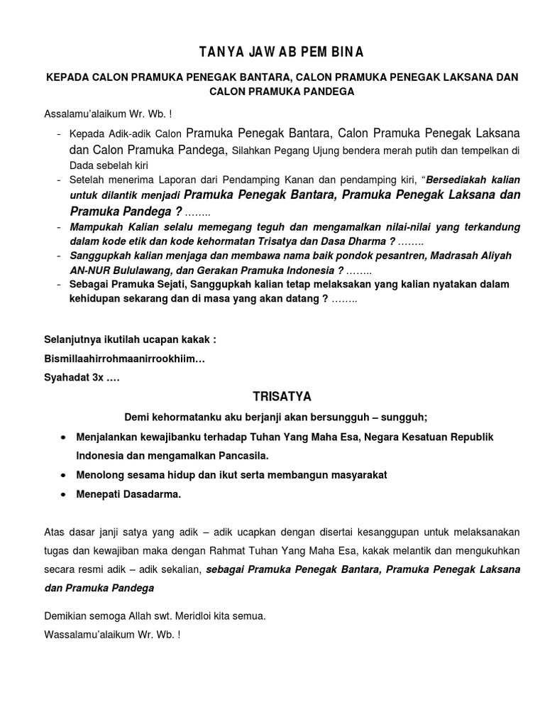 Tanya Jawab Pelantikan Bantara-Laksana-Pandega 2022 | PDF
