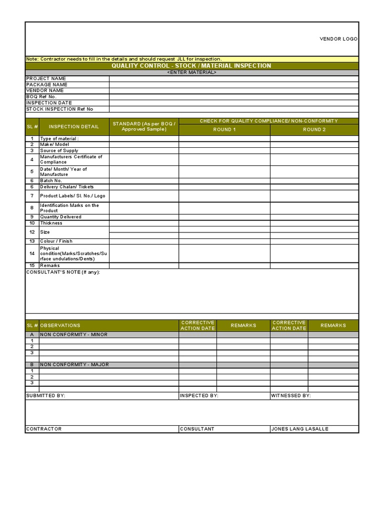 16.35 Stock Inspection Checklist | PDF