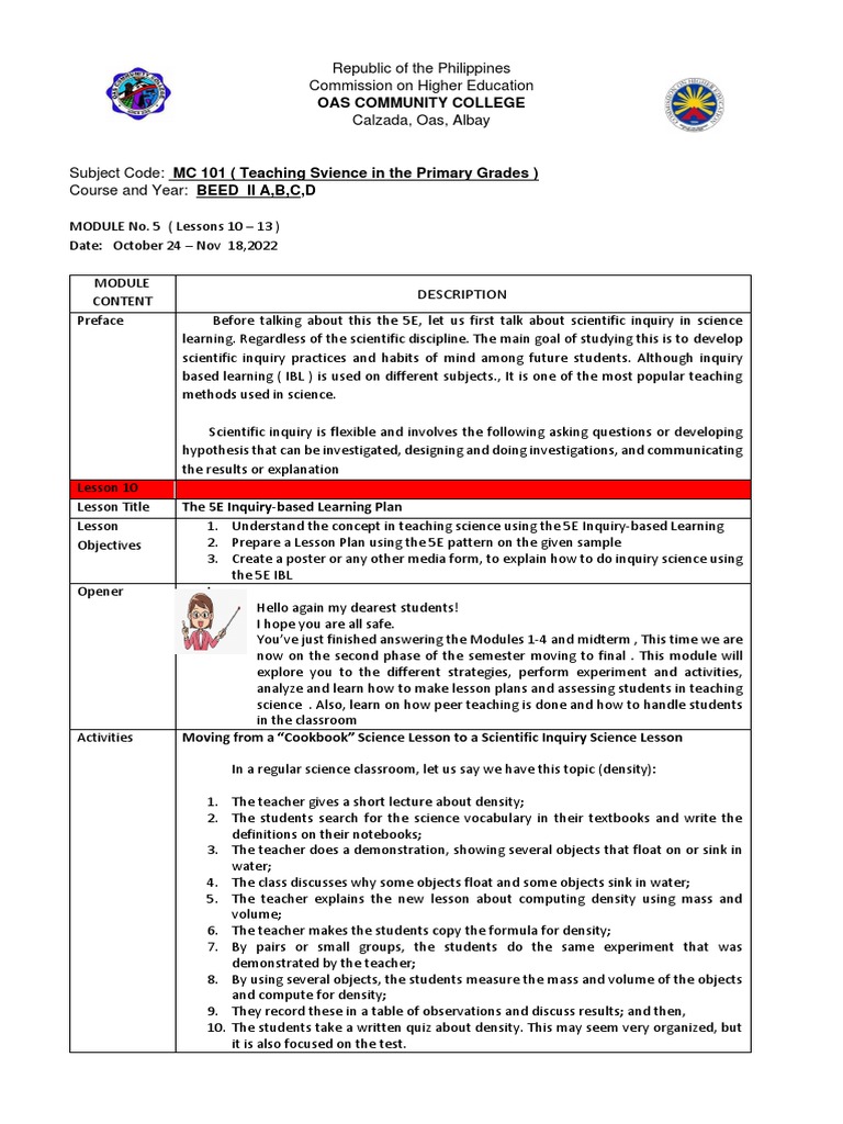 TSPG Module 5 22 23 | Download Free PDF | Inquiry Based Learning ...