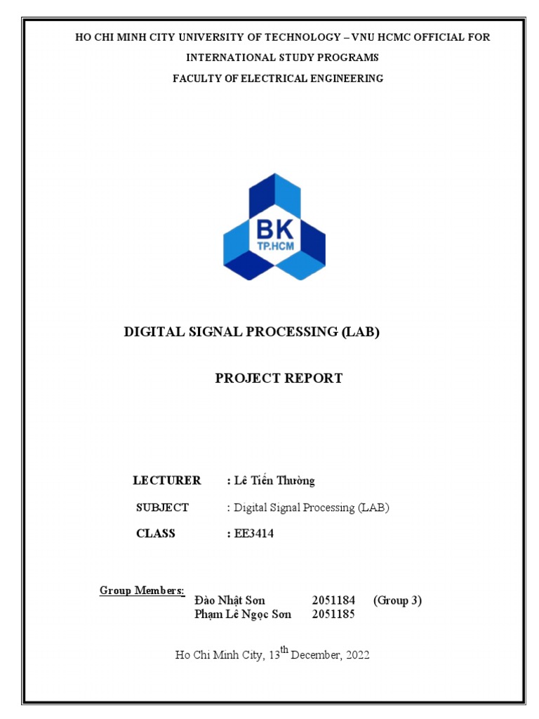 Phạm Lê Ngọc Sơn - 2051185 - - DSP - LAB3 - - FINAL | PDF | Matrix (Mathematics) | Function ...