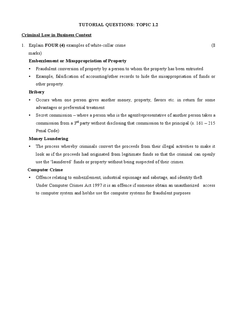 Tutorial Questions Topic 1.2 | PDF | Negligence | Duty Of Care