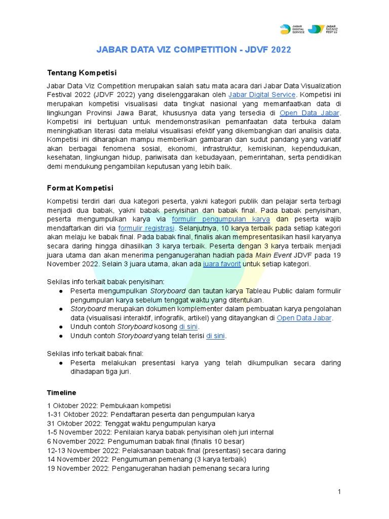 Panduan Jabar Data Viz Competition JDVF 2022 - Peserta | PDF | Seni ...