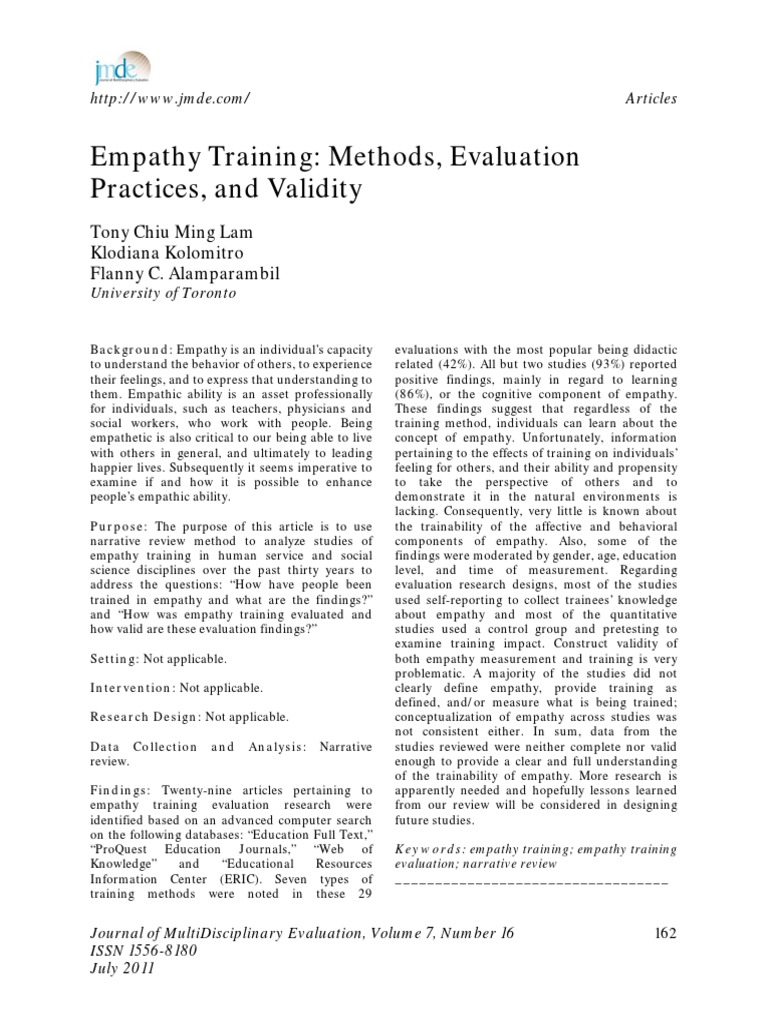 Empathy Training Methods and Evaluation | PDF | Empathy | Cognition