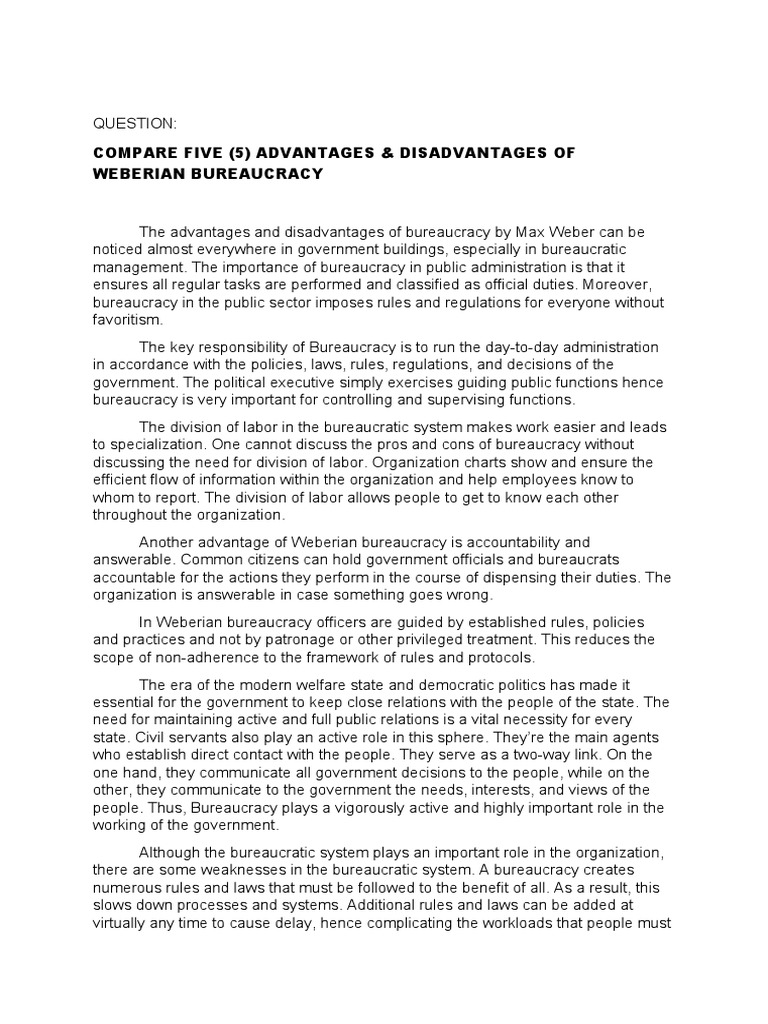 Weberian Bureaucracy | PDF | Bureaucracy | State (Polity)