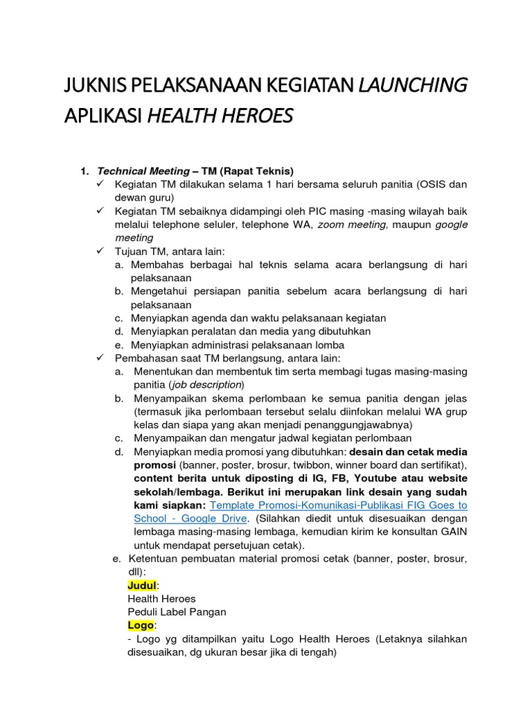 Juknis Pelaksanaan Kegiatan Health Heroes | PDF | Bisnis