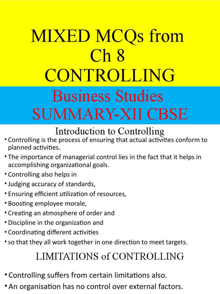 Mixed Mcqs From CH 8 Controlling | PDF