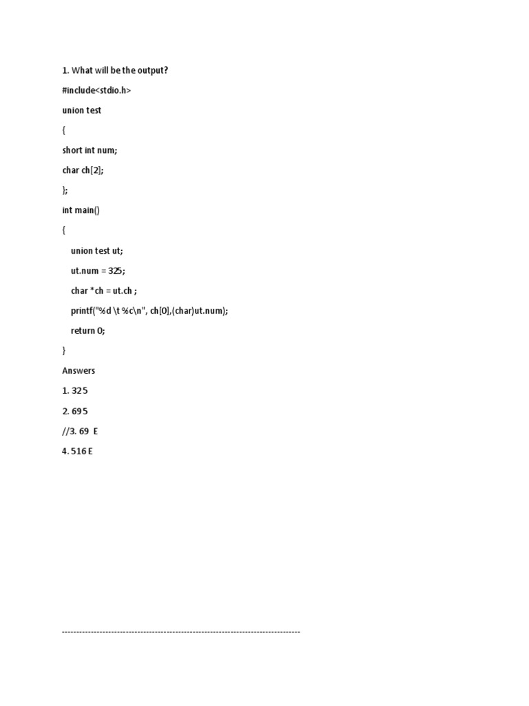 C Programming Quiz 9 - Structure, Bitfield, Union | PDF | Computer ... C Programming Quiz 9 - Structure, Bitfield, Union | PDF | Computer ...