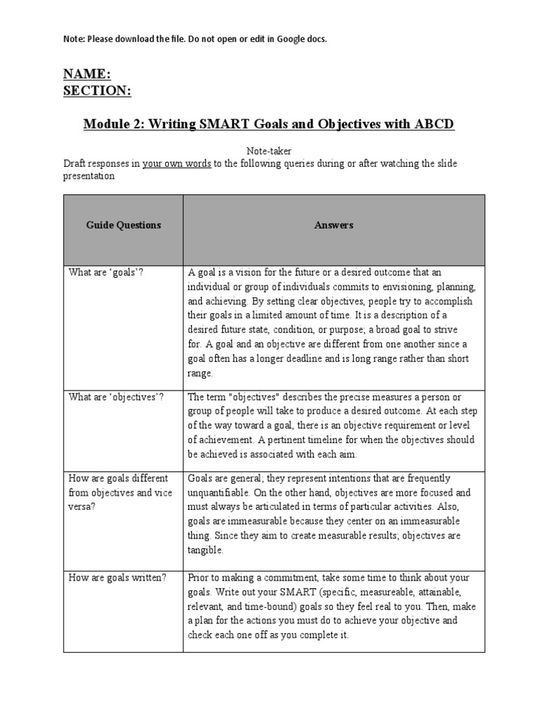 Module 2 STEP 2 - Note Taker | PDF | Goal | Cognition