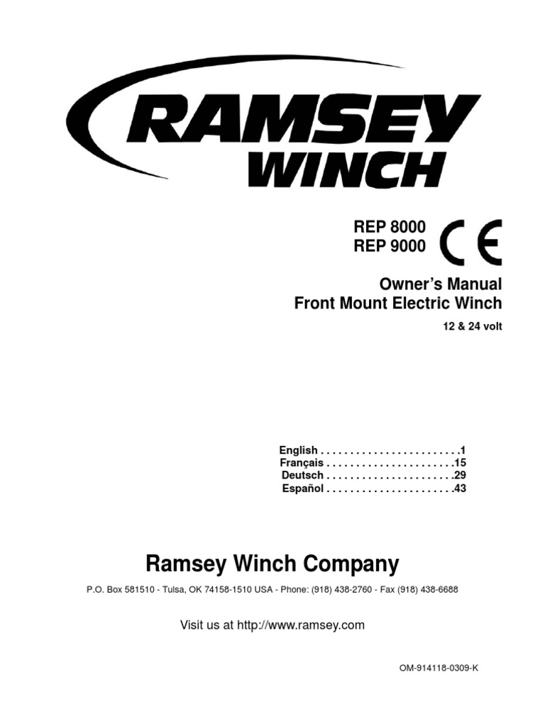 Ramsey-Winch REP 8000 & 9000 | PDF | Electric Motor | Clutch