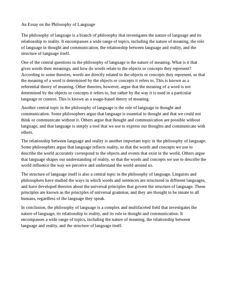 Exploring the Philosophy of Language | PDF | Philosophy Of Language ...