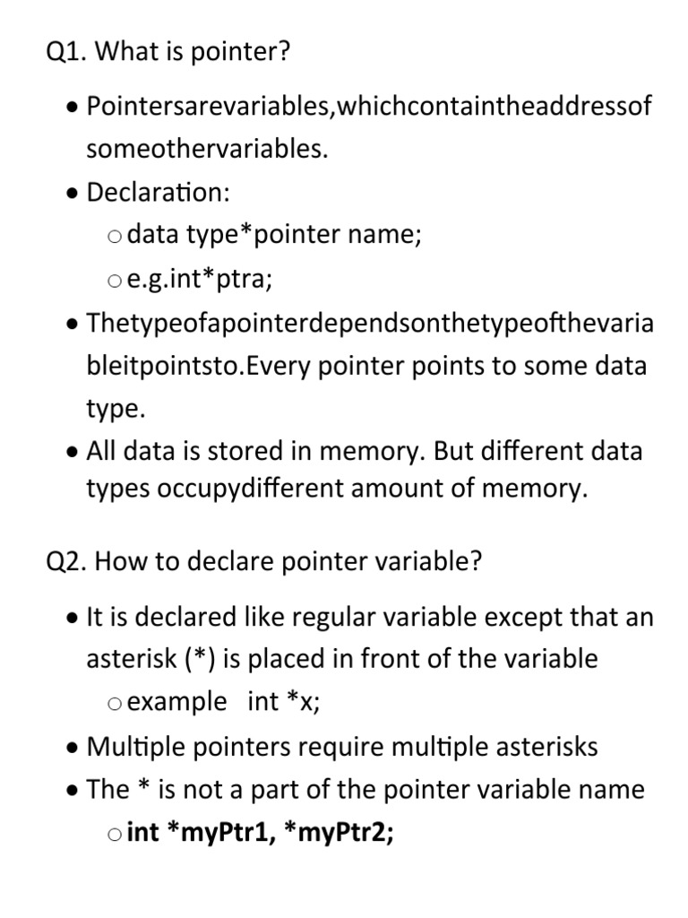 What Is Pointer Pdf Pointer Computer Programming Integer Computer Science