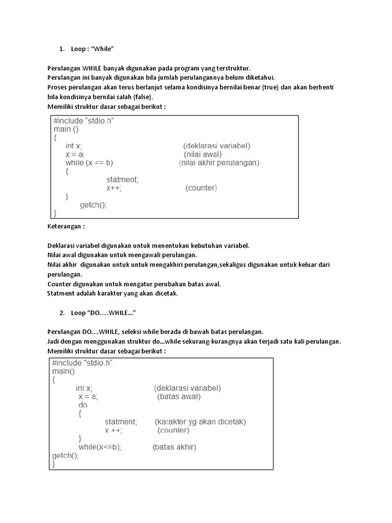 Struktur Perulangan: While dan For | PDF