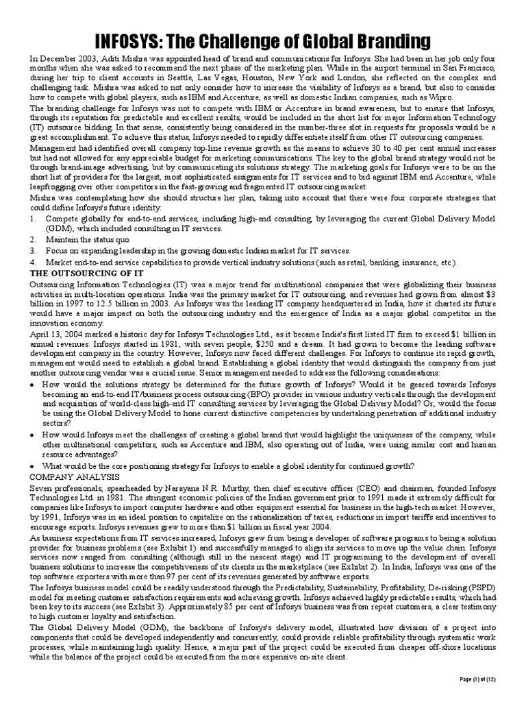 31 Infosys The Challenge of Global Branding | PDF | Outsourcing | Brand