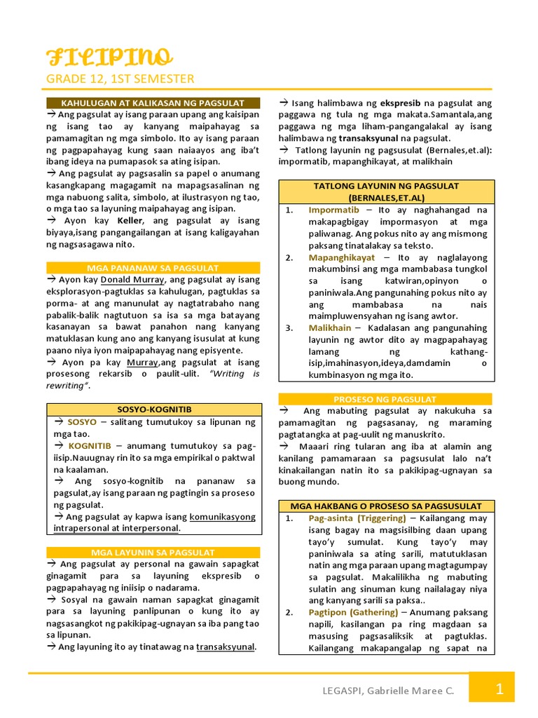 Filipino - 1st MQA | PDF