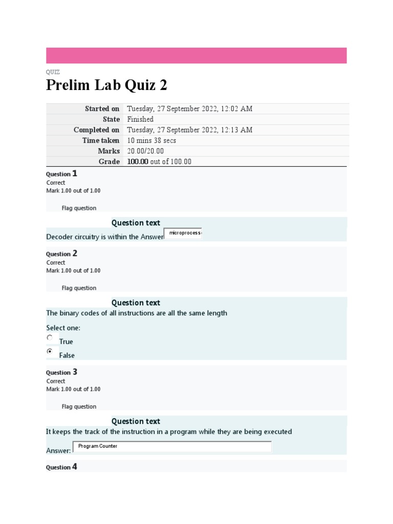Microprocessors And Microcontroller System Prelim Lab Quiz 2 20 20 Pdf Central Processing 